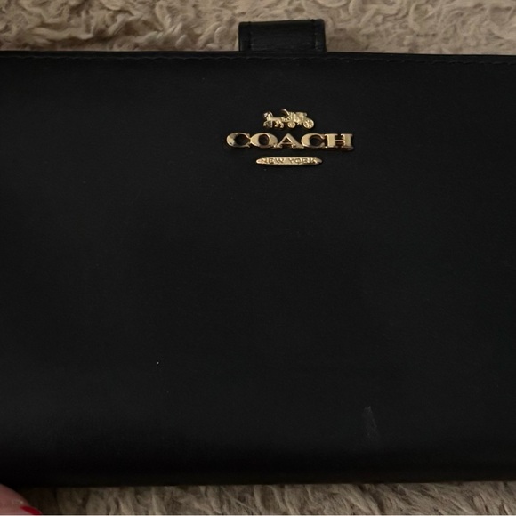 Coach | Bags | Coach Black Wallet With Gold Logo | Poshmark